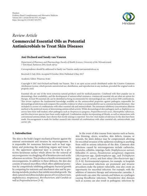 Pdf Commercial Essential Oils As Potential Antimicrobials To Treat