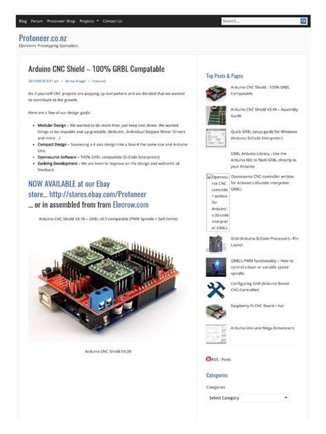 Arduino Cnc Shield 100 Grbl Compatable Protoneer Co Pdf