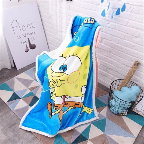 Print Spongebob Thicken Blanket Sleeping Cape