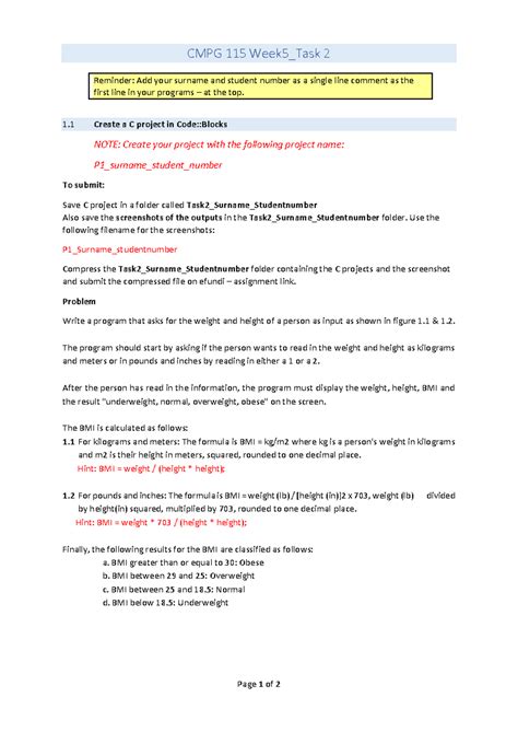 Cmpg115 Week5 Task 2 Instructions Page 1 Of 2 Cmpg 11 5 Week 5 Task