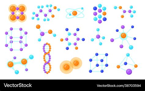 Connections Molecular Particles Set Royalty Free Vector