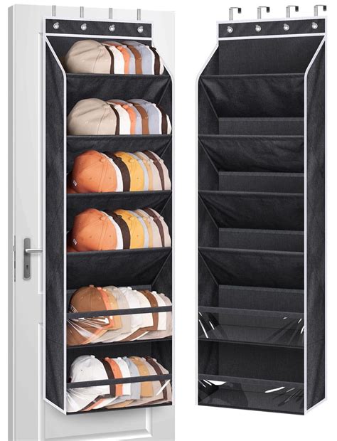 Keetdy Deep Pockets Over The Door Hat Racks For Baseball Caps Hold 72