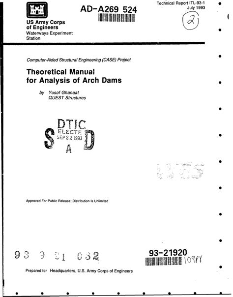 Pdf Theoretical Manual For Analysis Of Arch Dams