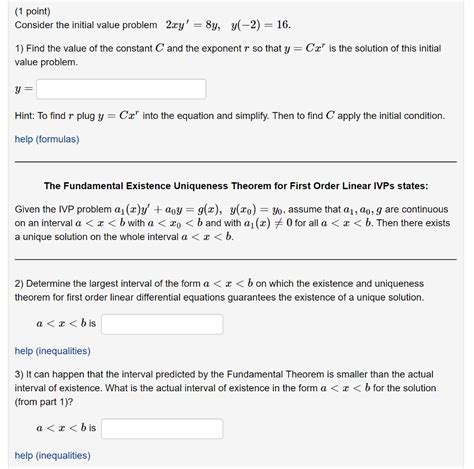 solved 1 point consider the initial value problem 2xy 8y