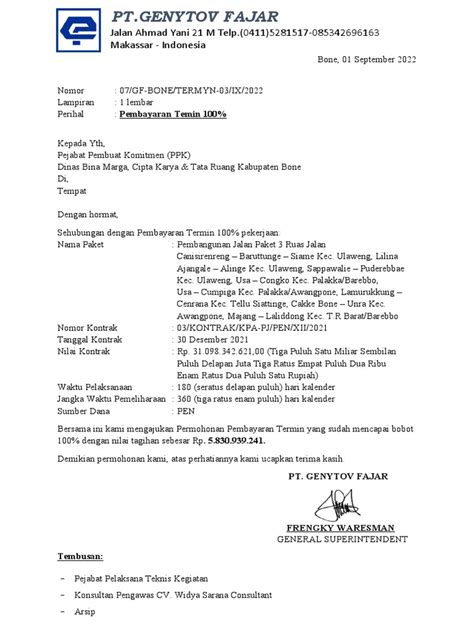 Surat Pembayaran Termin 45 Pdf