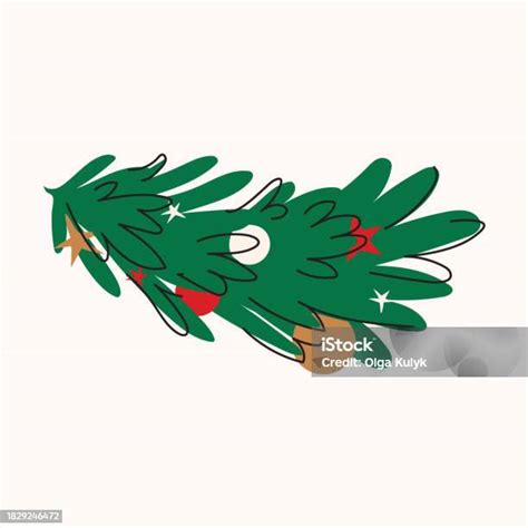 흰색 배경에 고립된 크리스마스 장난감과 함께 크리스마스 트리의 가지입니다 새해 복 많이 받으세요 디자인 요소 포스터 배너 카드 초대장에 대 한 벡터 평면 그림 0명에 대한