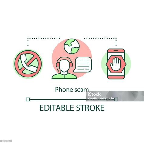 전화 사기 아이콘 전화 사기 사건 아이디어 얇은 라인 그림 알 수 없는 휴대폰 번호 호출 속임수와 속임수 의심스러운 메시지입니다 벡터 절연 윤곽선 도면 편집 가능한 스트로크
