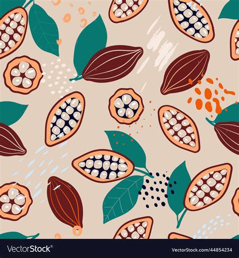 cocoa and abstract elements seamless pattern vector image