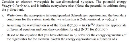 Solved Consider An Electron Waveguide In Two Dimensional