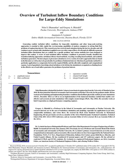 pdf overview of turbulent inflow boundary conditions for large eddy