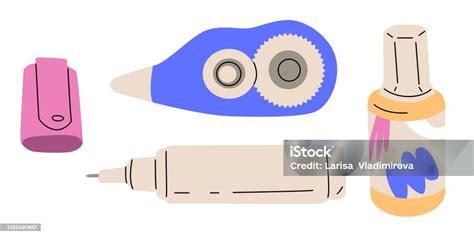 학생을위한 세트 롤 형태의 오류 수정기 브러시 및 마커 형태의 오류 수정기 성공적인 학업을 위한 편리하고 신뢰할 수 있는 학용품