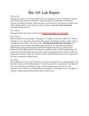 Bio Lab Report Rubric Docx Bio Lab Report Objective A Biology Lab Report Is A Document
