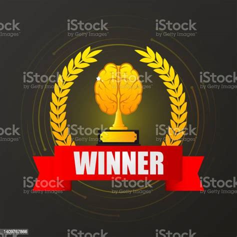 승자 컵 두뇌는 흰색 배경에 Confity와 금색으로 벡터 일러스트레이션 1에 대한 스톡 벡터 아트 및 기타 이미지 1 3