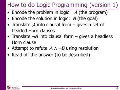 Ppt Formal Models Of Computation Part Ii The Logic Model Powerpoint Presentation Id5372675