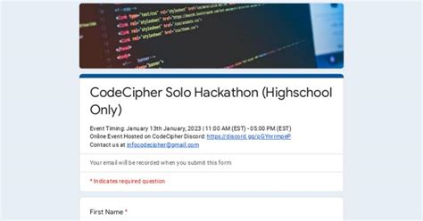 Codecipher Solo Hackathon Highschool Only Code Cipher