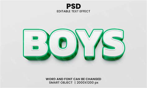 Green Boys Text Effect Photoshop Premium Psd File