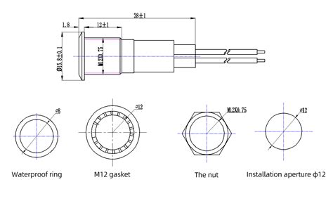 빨간색 Led 표시 등 12mm 12v 금속 빨간색 Led 표시 등