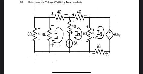solved q2 determine the voltage vx using mesh analysis