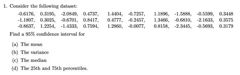 solved consider the following dataset find a 95 ﻿confidence