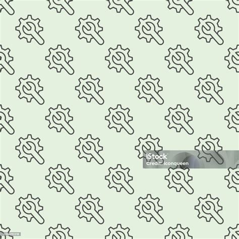 톱니바퀴 기어 라인 이음매 없는 패턴 수리 서비스 테마가 있는 렌치 벡터 그래픽입니다 정비사 도구 배경이 있는 사용자 정의 설정 기호 반복 라인 아이콘 강철에 대한 스톡