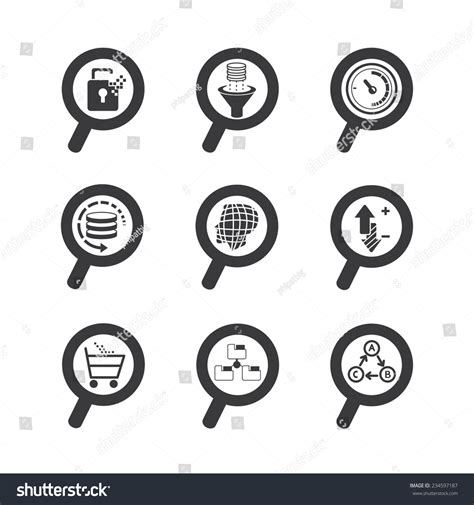 Magnifier Glass Icons Data Analytics Concept Stock Vector 234597187 Shutterstock