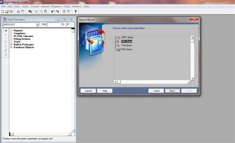 tutorial choose a data source and select sql query builder for reports in oracle 11g coder
