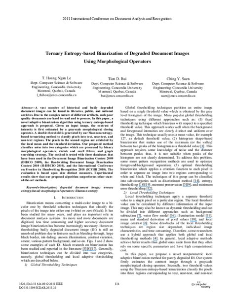 Pdf Ternary Entropy Based Binarization Of Degraded Document Images Using Morphological Operators