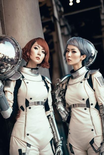 Premium Ai Image Generative Ai Portrait Two Futuristic Twins Posing