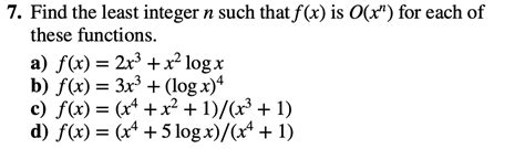 Solved Find The Least Integer N Such That Fx Is Oxn