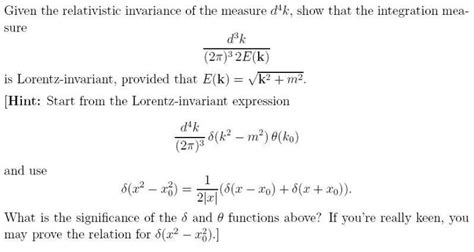 Proving The Lorentz Invariance Of An Integration Measure Qft Related • Physics Forums