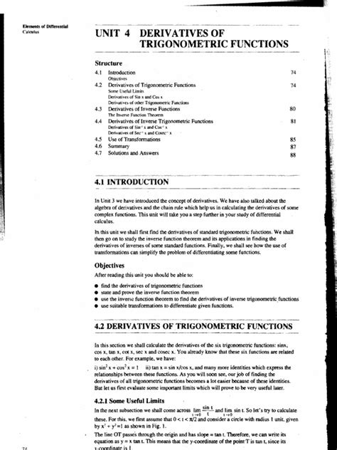 Unit 4 Pdf Trigonometric Functions Function Mathematics