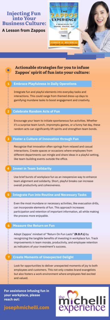 Injecting Fun Into Your Business Culture A Lesson From Zappos Infographic Joseph Michelli