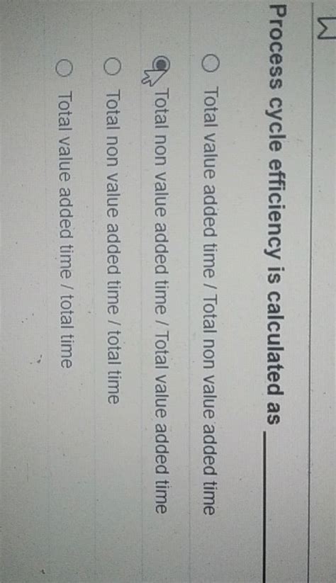 Process Cycle Efficiency Is Calculated As StudyX