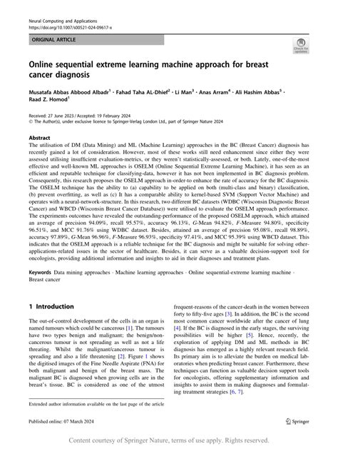 Online Sequential Extreme Learning Machine Approach For Breast Cancer Diagnosis Request Pdf