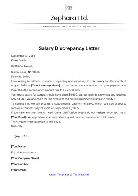 Free Salary Letter Templates Editable And Printable