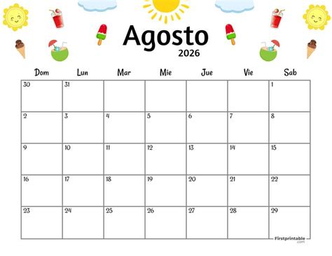 Calendarios De Agosto De 2026 Más De 50 Planificadores Imprimibles