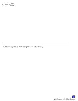 Calculus Derivatives With Trig Functions Practice Worksheet By DLJJ Teaching