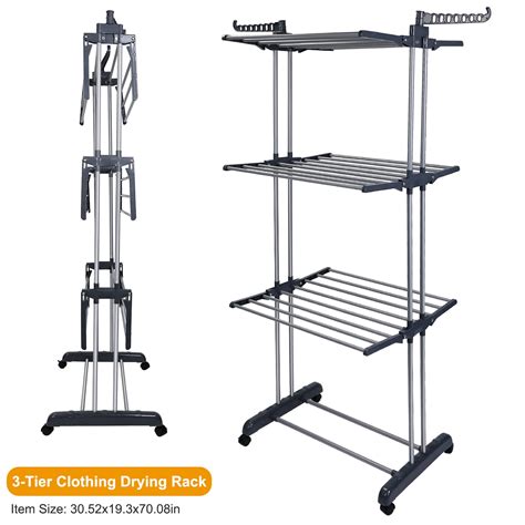 IMounTEK Clothes Drying Rack Rolling Collapsible Laundry Dryer Hanger Stand Rail Shelve Wardrobe