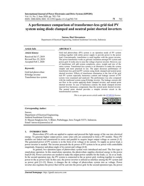 A Performance Comparison Of Transformer Less Grid Tied Pv System Using Diode Clamped And Neutral