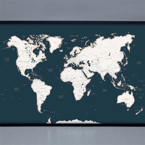 World Map Canvas Etsy