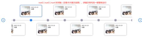 Vue23 最新详细实现横向时间轴 “上下交错排列“ 展示效果，vue时间线组件，周围的卡片介绍文字，均匀分布交叉排列在时间轴上，vue