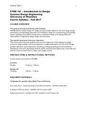 SYDE Introduction To Design Course Syllabus Pdf SYDE F SYDE