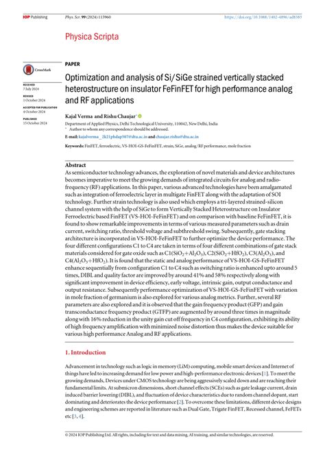 Optimization And Analysis Of Si Sige Strained Vertically Stacked Heterostructure On Insulator