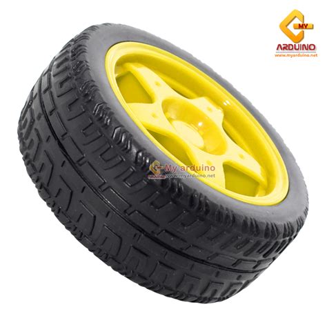 ล้อรถยางสำหรับ Smart Robot Car 65mm สีเหลือง ขาย Arduino อุปกรณ์ Arduino คุณภาพดี ราคาถูก ส่ง