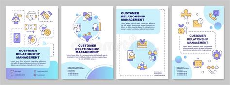 Crm System Features Blue Gradient Brochure Template Stock Illustration