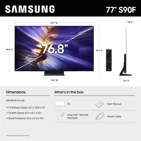 Samsung 77” Class S90f Series Oled 4k Uhd Samsungvision Ai Smart Tizen