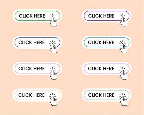 Premium Vector White Click Here Button With Arrow Pointer Clicking