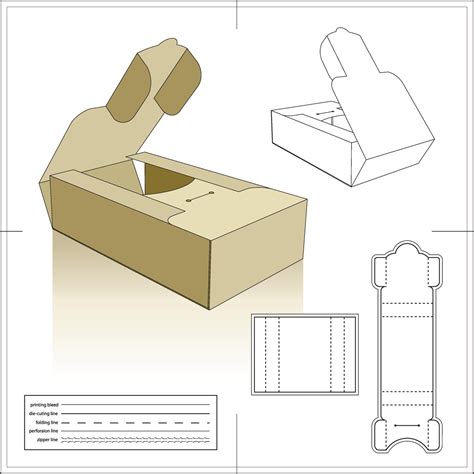 异形产品食品包装礼盒纸箱纸袋刀模结构展开图 立体效果图 8 Eps 全景酷逊素材