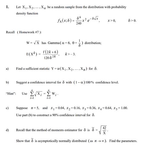 Solved 1 Let Xix2 Xn Be A Random Sample From The