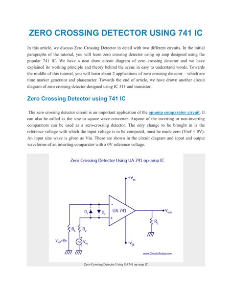 Zero Crossing Detector Using 741 Ic